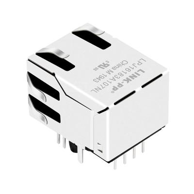 中国 LPJ16183A107NL 10/100 Base-T Tab Up グリーン/オレンジ LEDシングルポート シールド RJ45 ネットワークコネクタ 販売のため