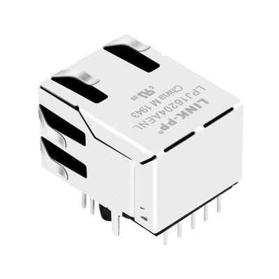 Cina LPJ16204AENL 10/100 Base-T Tab Up Verde/Giallo Led Single Port POE+ 8P8C RJ45 Female Socket in vendita