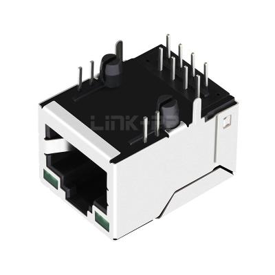 Cina LPJ16264BZNL 10/100 Base-T Tab Up Verde/Verde Led Single Port 8P8C RJ45 Jack di rete in vendita