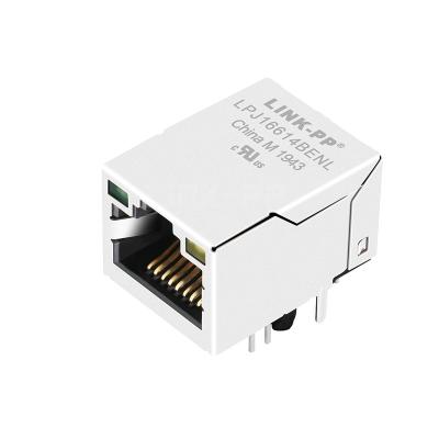 China LPJ16614BENL 10/100 Base-T Tab Up Groen/Geel Led Single Port Ethernet RJ45 Connector Te koop