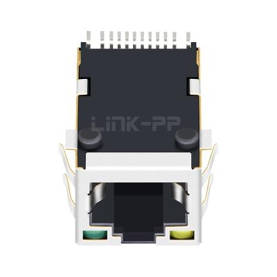 中国 LPJ19662AANL 10/100 Base-T タブアップ 黄色/緑色 LEDシングルポート RJ45 マグネットジャック 販売のため