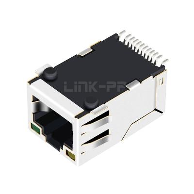 中国 LPJ19662AANL 10/100 Base-T タブアップ 黄色/緑色 LEDシングルポート RJ45 マグネットジャック 販売のため