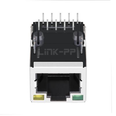 中国 ARJM11D7-104-AB-EW2 コンパティブル LINK-PP LPJ16668BENL 10/100 ベース-T タブ UP グリーン/イエロー LED 1 ポート PoE+ RJ45 コンネクタ 販売のため