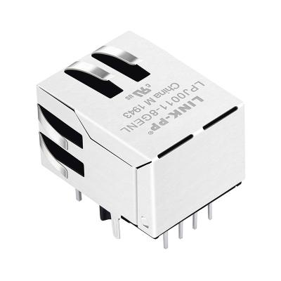 Cina LPJ0011-8GENL 10/100 Base-T Tab Down Single Port RJ45 Jack magnetico con LED verde/giallo in vendita