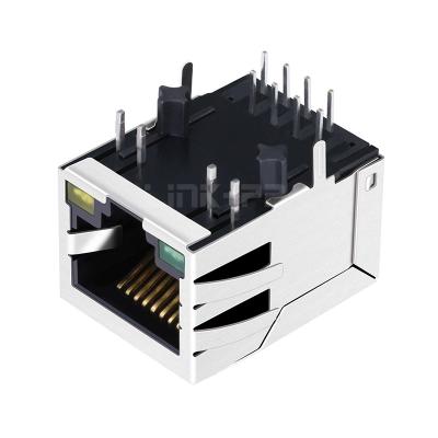 Cina LPJ0011-8GENL 10/100 Base-T Tab Down Single Port RJ45 Jack magnetico con LED verde/giallo in vendita