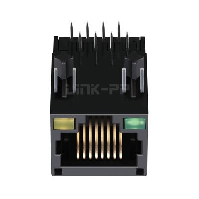 Cina LPJ0011NENL 10/100 Base-T Tab Down Verde/Giallo Led 1x1 Port Unshielded RJ45 Connector in vendita