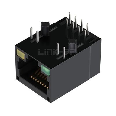 Cina LPJ0011NENL 10/100 Base-T Tab Down Verde/Giallo Led 1x1 Port Unshielded RJ45 Connector in vendita