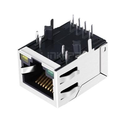Cina LPJ0026GBNL 10/100 Base-T Tab Down Verde/Giallo Led 1x1 Port Cat5e RJ45 Attraverso connettore in vendita