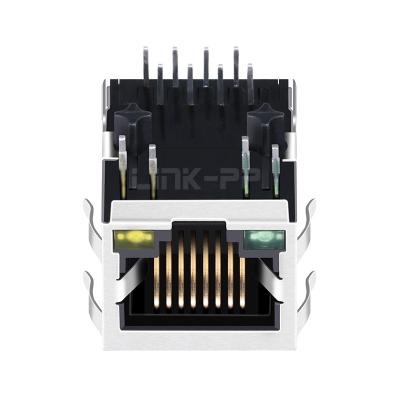 Cina LPJ0026GBNL 10/100 Base-T Tab Down Verde/Giallo Led 1x1 Port Cat5e RJ45 Attraverso connettore in vendita