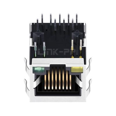 中国 LPJ0112GDNL 10/100 ベース-T タブダウン シングルポート リキティファーのダイオード POE RJ45 コンネクタを通過 LED 黄色/緑 販売のため