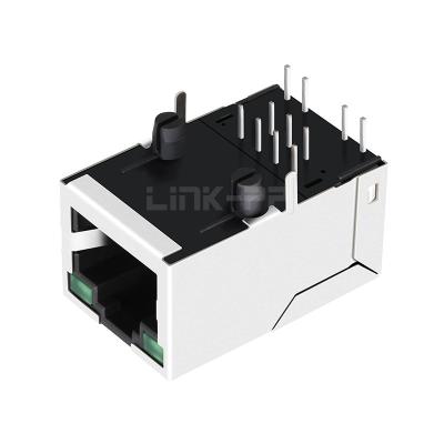 Cina LPJ1014B66NL 10/100 Base-T Tab Up Verde/verde Led 1x1 Port RJ45 Jack Connector in vendita