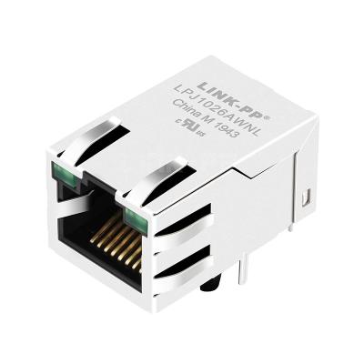 China LPJ1026AWNL 10/100 Base-T Tab Up 1x1 Port RJ45 Conector feminino com LED verde/verde à venda
