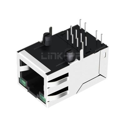 Cina LPJ1026AWNL 10/100 Base-T Tab Up 1x1 Port RJ45 Connector femminile con LED verde/verde in vendita