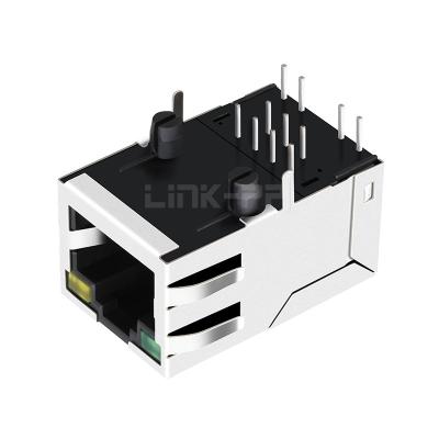 中国 LPJ6014A175NL 10/100 Base-T RJ45 1x1 ポート イーサネット モジュール式 ジャック タブアップ 緑/黄色 LED 販売のため