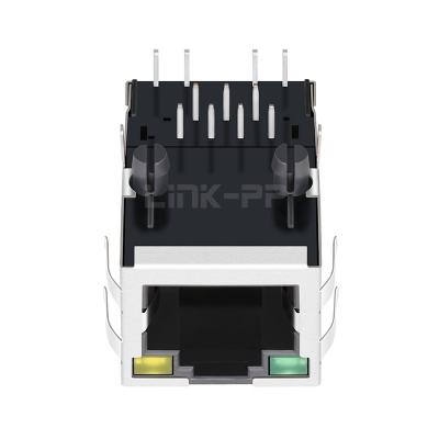 中国 LPJ6014A175NL 10/100 Base-T RJ45 1x1 ポート イーサネット モジュール式 ジャック タブアップ 緑/黄色 LED 販売のため