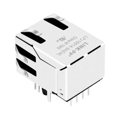 Cina LPJ16614-9AENL 10/100 Base-T Tab Up Single Port Magnetico RJ45 Jack con LED verde/giallo in vendita