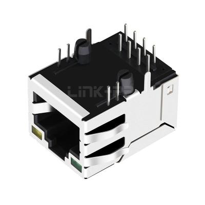 Cina LPJ16614-9AENL 10/100 Base-T Tab Up Single Port Magnetico RJ45 Jack con LED verde/giallo in vendita