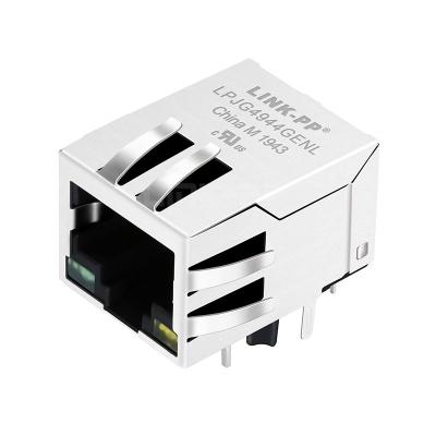 China LPJG4944GENL 100/1000 Base-T Tab Down Verde/Amarela Led Single Port Cat5e RJ45 Jack magnético à venda
