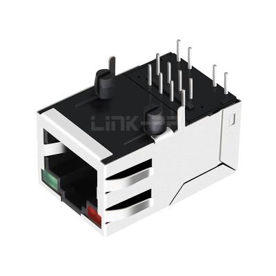 Cina LPJ1052A80NL 10/100 Base-T Tab UP Connessione femminile RJ45 protetta a porta singola a LED rosso/verde in vendita