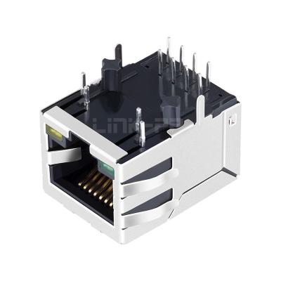 Cina LPJ4012AHNL 10/100 Base-T Tab Down Single Port RJ45 Connector femminile con LED verde/giallo in vendita