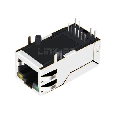 China 0826-1AX1-47-F 10/100 Base-T Tab Up Single Port Connector Integrado Rj45 Jack Com LED Verde/Amarela à venda