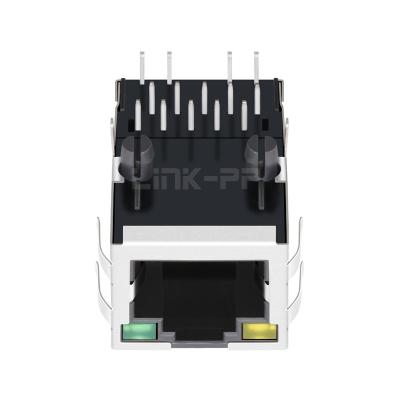 Cina 0875-1D1T-P2 10/100 Base-T Tab Up Single Port Rj45 jack connettore integrato con LED giallo/verde in vendita