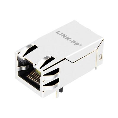 China 0875-1X1T-P2 10/100 Base-T Tab Up Single Port Rj45 jack Conector integrado com LED laranja e verde/amarelo à venda