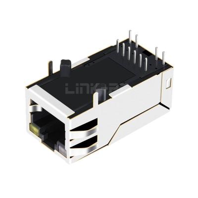 Cina 0875-1X1T-P2 10/100 Base-T Tab Up Single Port Rj45 jack connettore integrato con LED arancione e verde/giallo in vendita