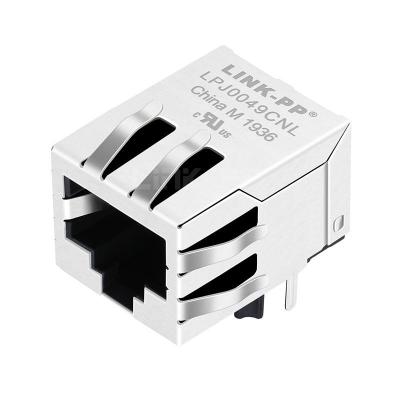 中国 LPJ0049CNL RJ45 マグジャックコネクタ PoE 10/100 Base-T シングルポート タブダウン 販売のため