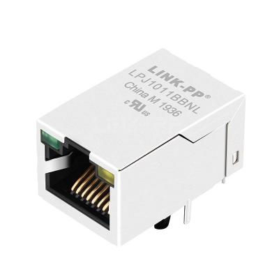 中国 LPJ1011BBNL 100 Base-T シングルポート RJ45 ジャック トランスフォーマータブアップ 緑/黄色 LED 販売のため