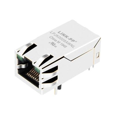 中国 LPJK0005AWNL 10/100 ベース-T タブアップ 1x1 ポート マグネティック RJ45 コンネクタ グリーン/グリーン LED 販売のため