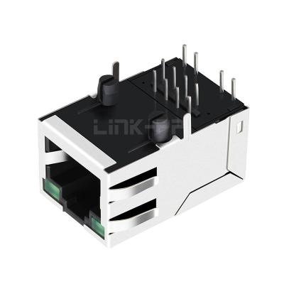 中国 LPJ6014AWNL 10/100 Base-T シングルポート RJ45 ジャック トランスフォーマータブアップ グリーン/グリーン LED 販売のため