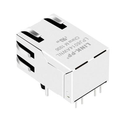 中国 LPJ6014AWNL 10/100 Base-T シングルポート RJ45 ジャック トランスフォーマータブアップ グリーン/グリーン LED 販売のため