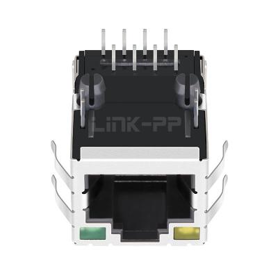 中国 LPJ16054ADNL タブアップ シールドされたRJ45コネクタ シングルポート10/100ベースT イエロー/グリーンLED 販売のため