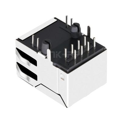 中国 LPJ16054ADNL タブアップ シールドされたRJ45コネクタ シングルポート10/100ベースT イエロー/グリーンLED 販売のため
