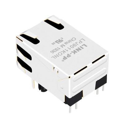 中国 LPJ9011KONL 10/100 Base-T シングルポート RJ45 コンネクタ モジュール タブアップ オレンジ&グリーン/イエロー LED 販売のため