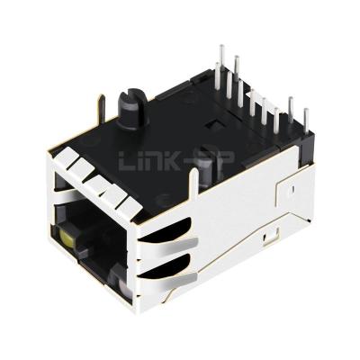 中国 LPJ9011KONL 10/100 Base-T シングルポート RJ45 コンネクタ モジュール タブアップ オレンジ&グリーン/イエロー LED 販売のため