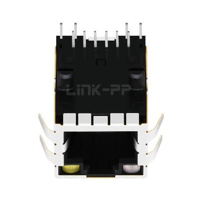 中国 LPJ9011KONL 10/100 Base-T シングルポート RJ45 コンネクタ モジュール タブアップ オレンジ&グリーン/イエロー LED 販売のため