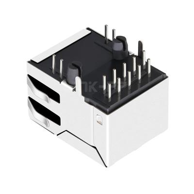 中国 LPJ16668AENL シングルポート RJ45 ジャック 10/100 ベース-T 統合磁石 PoE+ アプリケーション Tab UP グリーン/イエロー LED 販売のため