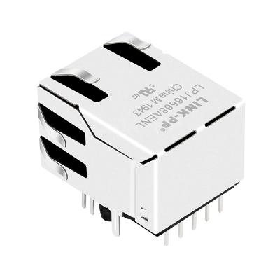 中国 LPJ16668AENL シングルポート RJ45 ジャック 10/100 ベース-T 統合磁石 PoE+ アプリケーション Tab UP グリーン/イエロー LED 販売のため