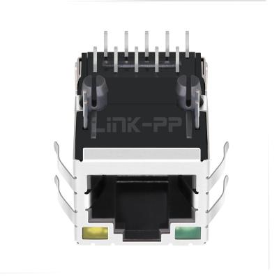 中国 LPJ16668AENL シングルポート RJ45 ジャック 10/100 ベース-T 統合磁石 PoE+ アプリケーション Tab UP グリーン/イエロー LED 販売のため