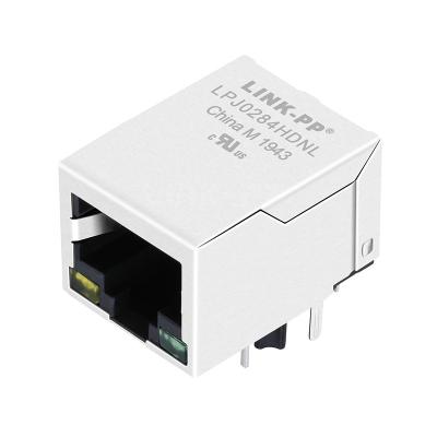 中国 HR861153A 互換LINK-PP LPJ0284HDNL 10/100 ベースT POE RJ45 ジャック 組み込み磁気タブダウン 黄色/緑色 LED 販売のため