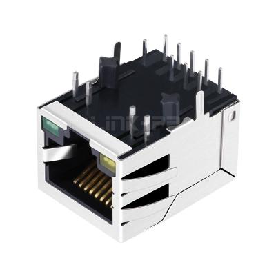 中国 HR861153A 互換LINK-PP LPJ0284HDNL 10/100 ベースT POE RJ45 ジャック 組み込み磁気タブダウン 黄色/緑色 LED 販売のため