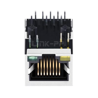 中国 HR861153A 互換LINK-PP LPJ0284HDNL 10/100 ベースT POE RJ45 ジャック 組み込み磁気タブダウン 黄色/緑色 LED 販売のため