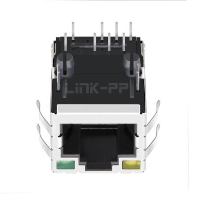 Cina LPJ161284ADNL 10/100 Base-T Single Port RJ45 Jack Con Magnetics Per Applicazioni PoE Tab Up Giallo/Verde Led in vendita