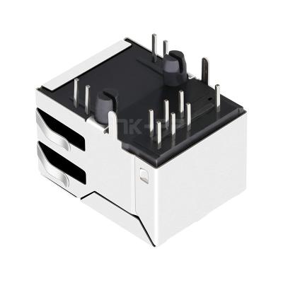 Cina LPJ161284ADNL 10/100 Base-T Single Port RJ45 Jack Con Magnetics Per Applicazioni PoE Tab Up Giallo/Verde Led in vendita