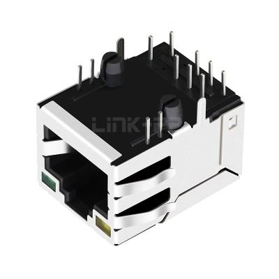 中国 LPJ16258ADNL RJ45 コンネクタ 10/100 ベース-T 統合磁気ジャック PoE アプリケーション 単一ポート タブアップ 黄色/緑色 LED 販売のため
