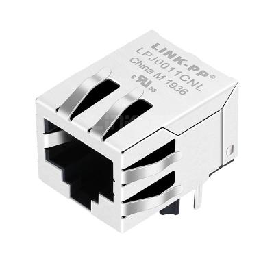 中国 LPJ0011CNL 10/100 ベース-T 統合型 RJ45 マグネティクス ジャック タブ ダウン LED なし 販売のため