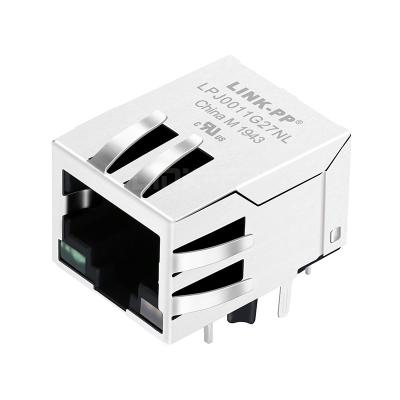 中国 Halo HFJ11-2450E-L17RL コンパティブル LINK-PP LPJ0011G27NL 10/100 ベースTシングルポート RJ45 マグジャック タブダウン グリーン/オレンジ&グリーン LED 販売のため