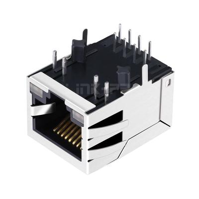 中国 Halo HFJ11-E2450E-L55RL 互換 LINK-PP LPJ4011G4NL 10/100 ベース-T RJ45 ジャックコネクタ シングルポートタブ ダウン グリーン&イエロー/グリーン&イエロー LED 販売のため